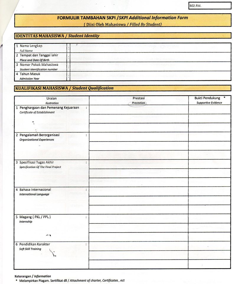 SKPI form - Situs Resmi FIP-UNIKAMA